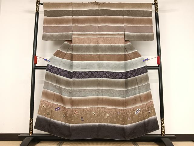 平和屋着物●伝統工芸士　京友禅染色作家　田家鬼彩　訪問着　吉祥文　更紗花地紋　暈し染め　正絹　逸品　AAAZ3109np