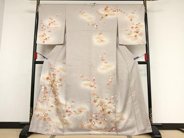 平和屋着物●訪問着　駒刺繍　枝橘文　暈し染め　金彩　正絹　逸品　AAAZ3145np