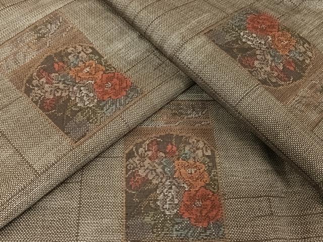 平和屋着物○本場大島紬 カタス9マルキ 草花文 正絹 逸品 AABA1262ph