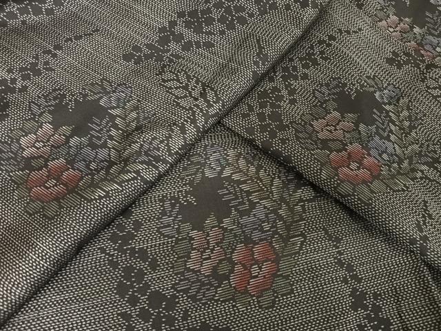 平和屋着物●本場大島紬　草花文　黒地　正絹　逸品　AAAZ3192np