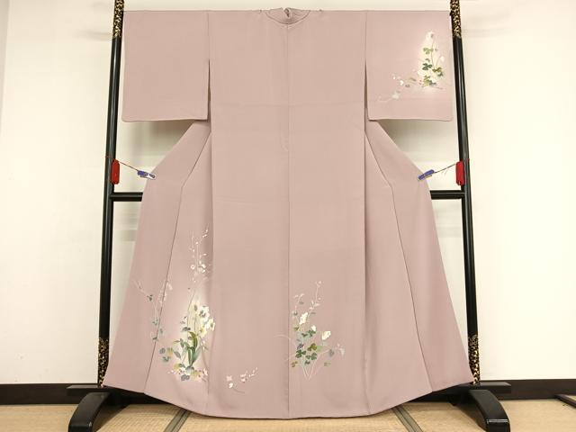 平和屋着物●訪問着　友禅　草花文　胡蝶蘭　らん　暈し染め　正絹　逸品　AAAZ3200np