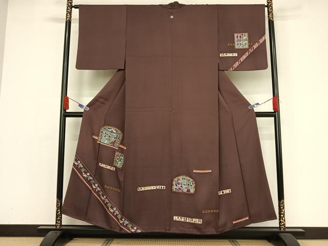 平和屋着物●訪問着　螺鈿　エジプト文様　正絹　逸品　AAAZ3205np