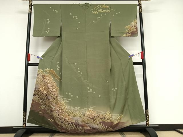 平和屋着物●訪問着　絞り　渡り橋風景文　暈し染め　金彩　正絹　逸品　未使用　AAAZ3232np