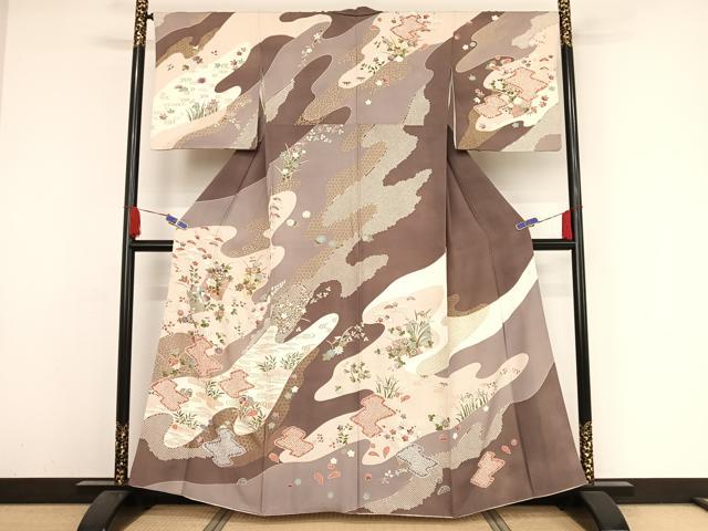 平和屋着物●訪問着　流水鴛鴦文　金彩　正絹　逸品　AAAZ3235np