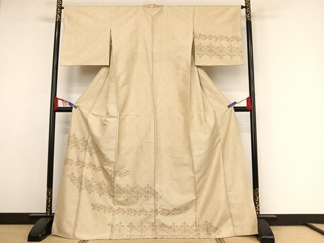 平和屋着物●本場染大島紬　訪問着　花唐草文　ロング丈　正絹　逸品　AAAZ3236np