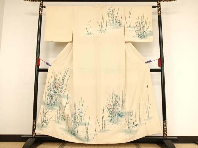 平和屋着物●京友禅作家物　小宮山彌一　訪問着　草花文　暈し染め　正絹　逸品　AAAZ3246np