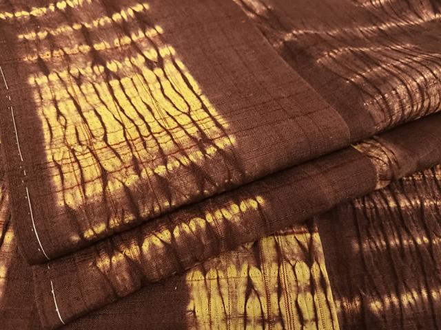 平和屋着物●上質な紬　絞り　市松文様　正絹　逸品　AAAZ3252np