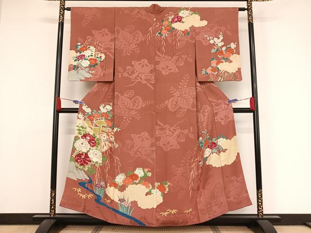 平和屋着物●アンティーク　大正ロマン　振袖　御所時文　金彩　正絹　逸品　AAAZ3285np