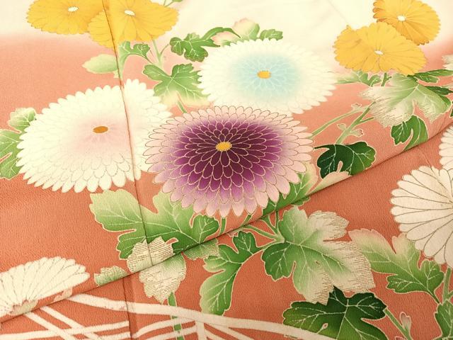 平和屋着物●アンティーク　大正ロマン　振袖　四君子　暈し染め　金銀彩　正絹　逸品　AAAZ3289np 平和屋着物○アンティーク 大正ロマン 振袖 四君子 暈し染め 金銀彩
