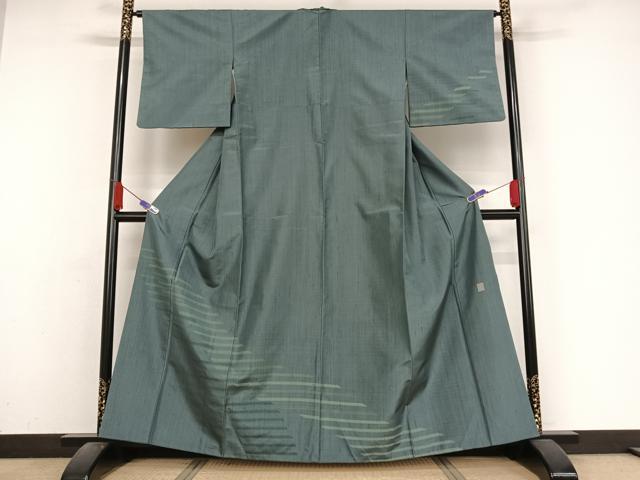 平和屋着物●渡辺善平　訪問着　紬地　縞　正絹　逸品　AAAZ3297np