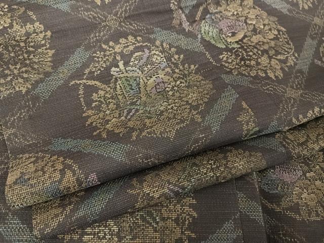 平和屋着物●本場大島紬　カタス9マルキ　吉祥天井文　正絹　逸品　AAAZ3302np