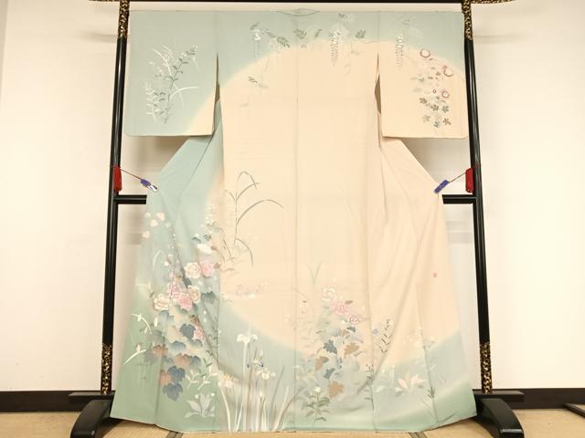 平和屋着物●訪問着　友禅　作家物　草花文　暈し染め　正絹　逸品　AAAZ3307np