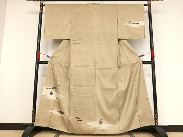 平和屋着物●小堀三千尋　訪問着　紬地　手描き　成り物　正絹　逸品　未使用　AAAZ3325np