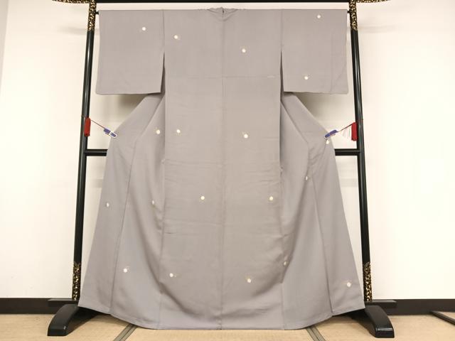 平和屋着物●上質な小紋　絞り　刺繍　松葉　三越扱い　正絹　逸品　未使用　AAAZ3327np