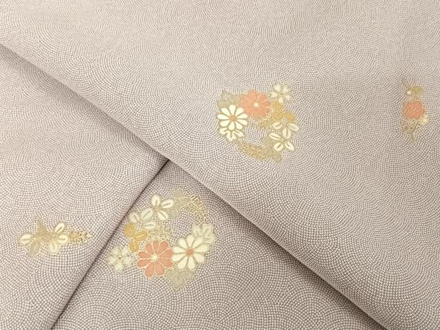 平和屋着物●上質な小紋　花丸文　鮫小紋柄　金彩　正絹　逸品　AAAZ3363np