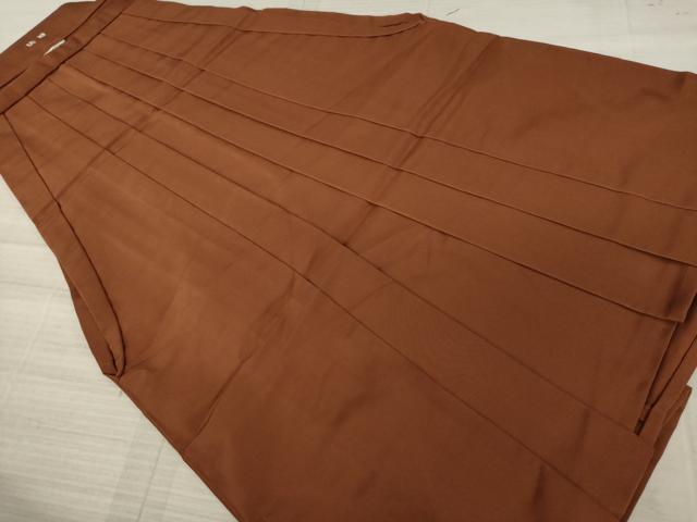 平和屋着物●男性　馬乗り袴　色無地　檜皮色　正絹　逸品　AAAZ3722ck