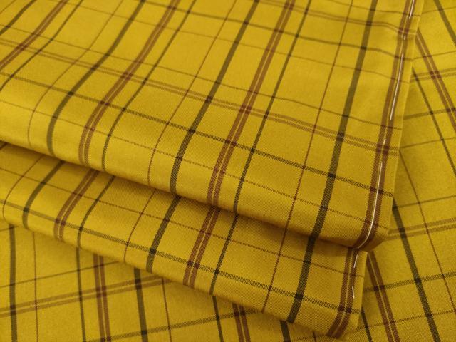 平和屋着物●黄八丈　紬　格子　正絹　逸品　未使用　AAAZ3745ck