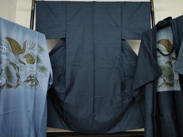 平和屋着物●男性　本場大島紬　アンサンブル　長襦袢(無双仕立て)セット　100亀甲　総詰め　正絹　逸品　AAAZ3758ck