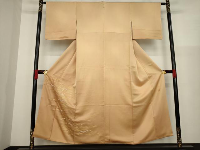 平和屋着物●人間国宝　福田喜三郎　訪問着　刺繍　露芝　暈し染め　金彩　正絹　逸品　AAAZ3766ck