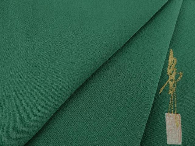 平和屋着物●本草木染作家　瑞鳳　色無地　堅牢草木染　緑青色　反端付き　正絹　逸品　未使用　AAAZ3784ck