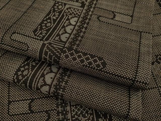 平和屋着物●本場大島紬　一元絣　幾何学文様　正絹　逸品　AAAZ3791ck