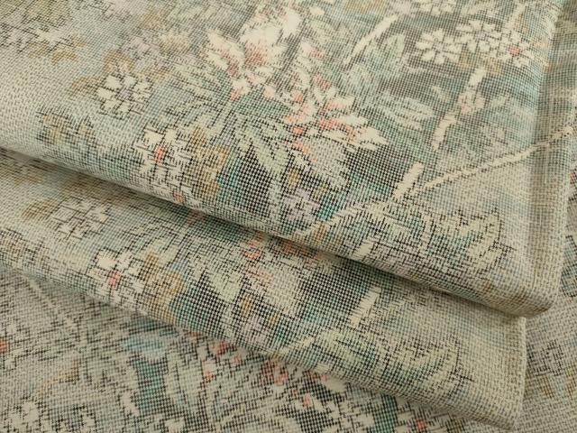 平和屋着物●上質な紬　枝花文　正絹　逸品　AAAZ3792ck