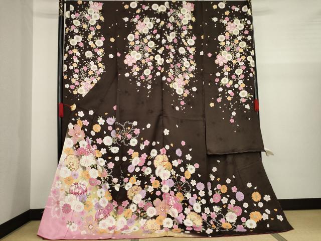 平和屋着物●豪華振袖　刺繍　花丸文　暈し染め　金糸　金彩　仮絵羽　逸品　未使用　AAAZ3829ck