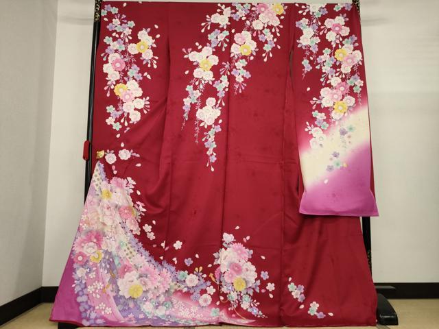 平和屋着物●豪華振袖　吉祥花文　暈し染め　金銀彩　仮絵羽　逸品　未使用　AAAZ3839ck