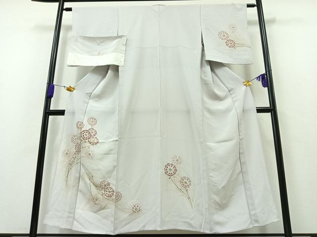 平和屋着物▽訪問着　単衣　草花文　反端付き　正絹　逸品　AAAZ3964jh