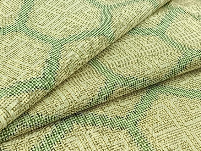 平和屋着物▽上質な紬　単衣　亀甲文様　正絹　逸品　AAAZ3967jh