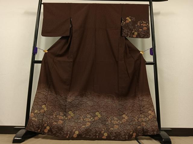 平和屋着物▽訪問着　単衣　草花文　洗える着物　AAAZ3984jh