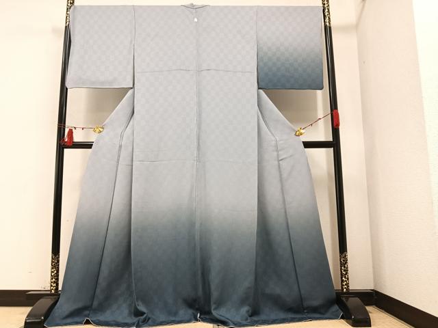 平和屋着物●訪問着　市松草花地紋　暈し染め　正絹　逸品　AAAZ4482ph