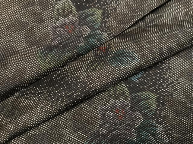 平和屋着物●本場大島紬　カタス7マルキ　枝花文　正絹　逸品　AAAZ4493ph