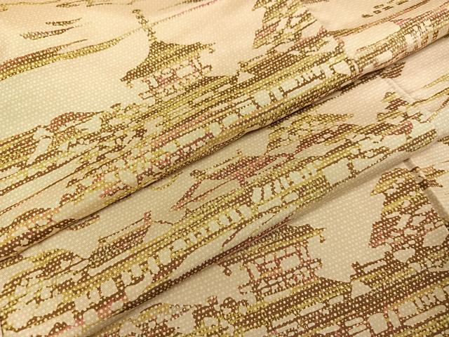 平和屋着物●本場染大島紬　風景文　正絹　逸品　AAAZ4522ph