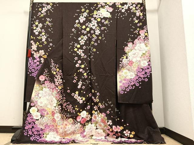 平和屋着物●豪華振袖　舞花文　暈し染め　金彩　仮絵羽　逸品　未使用　AAAZ4529ph