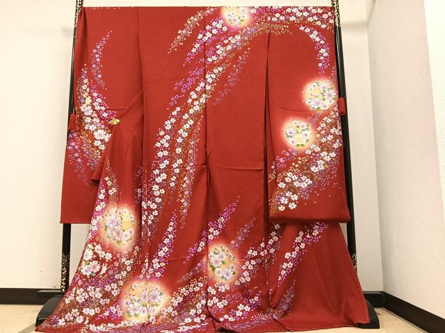 平和屋着物●豪華振袖　舞花文　暈し染め　金彩　仮絵羽　逸品　未使用　AAAZ4531ph