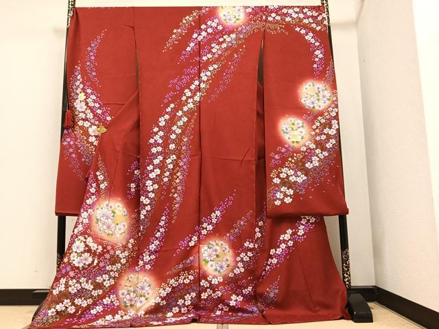 平和屋着物●豪華振袖　舞花文　暈し染め　金彩　仮絵羽　逸品　未使用　AAAZ4532ph