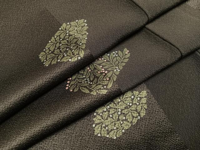 平和屋着物●上質な小紋　草花間道　正絹　逸品　未使用　AAAZ4540ph