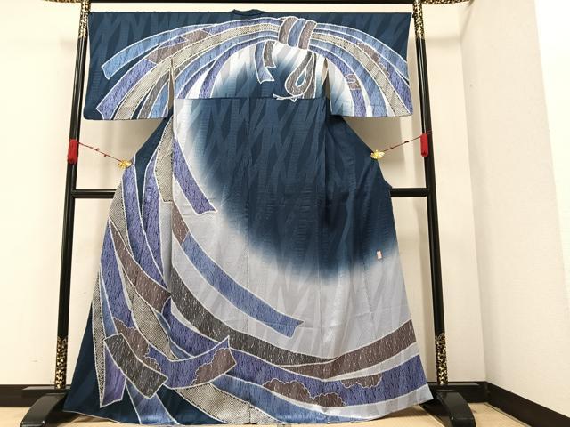 平和屋着物●越後十日町の一流染匠　桐屋・翠山工房　徳永憲峯　訪問着　束ね熨斗文　暈し染め　正絹　逸品　AAAZ4541ph