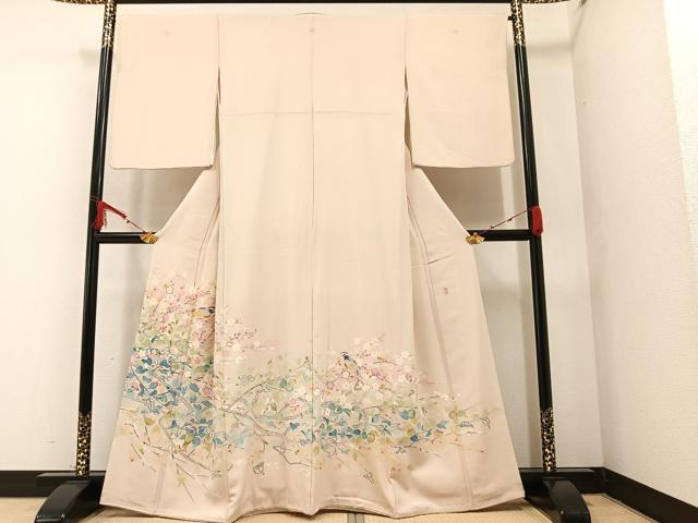 平和屋着物●豪華色留袖　友禅　作家物　花鳥文　正絹　逸品　AAAZ4545ph