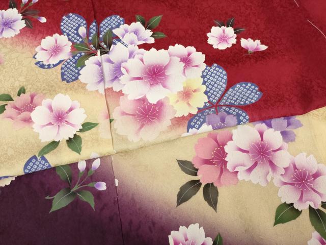 平和屋着物○豪華振袖 舞花文 暈し染め 仮絵羽 逸品 未使用 AAAZ4762ck