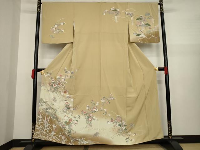 平和屋着物●訪問着　友禅　花車文　暈し染め　金彩　正絹　逸品　AAAZ4778ck