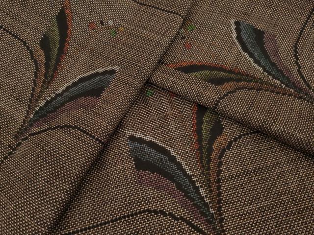 平和屋着物●本場大島紬　一元7マルキ　幾何学文様　正絹　逸品　AAAZ4787ck