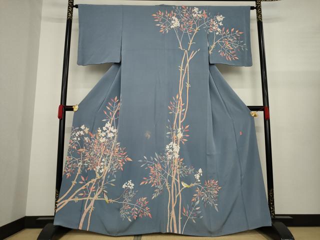 平和屋着物●本加賀友禅作家　奥村仙華　訪問着　花鳥文　正絹　逸品　AAAZ4799ck