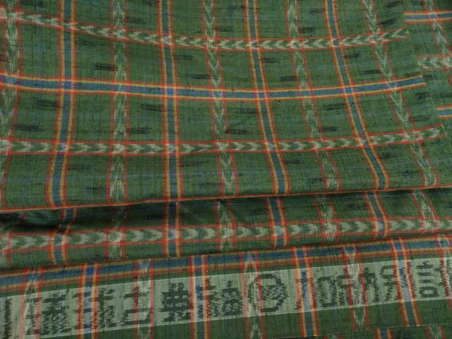 平和屋着物●琉球古典紬　加納別誂　格子　反端付き　正絹　逸品　AAAZ4808ck