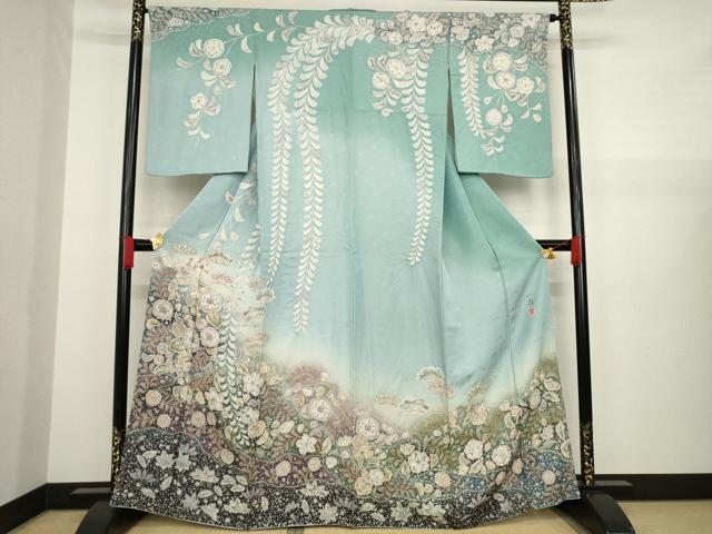 平和屋着物●吉乃一廉　幻の辻が花　訪問着　辻が花　絞り　暈し染め　銀通し地　正絹　逸品　AAAZ4826ck