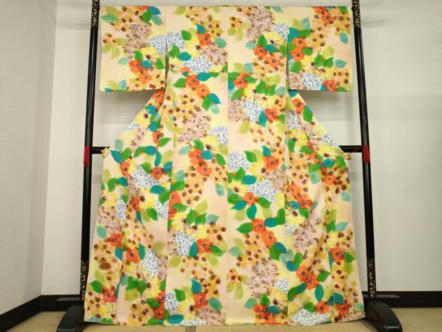 平和屋着物●上質な小紋　花尽くし　暈し染め　正絹　逸品　AAAZ4839ck