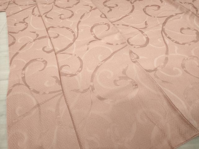 平和屋着物○上質な色無地 唐草地紋 宍色 正絹 逸品 AAAZ4843ck