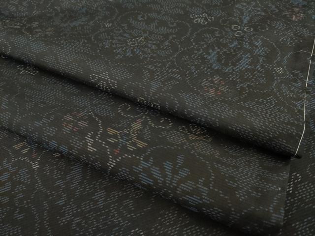 平和屋着物●本場大島紬　飾花文　黒地　正絹　逸品　未使用　AAAZ4846ck