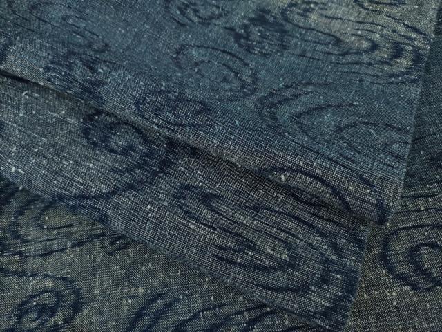 平和屋着物●久留米絣　単衣　横段渦巻文　綿　逸品　AAAZ4852ck